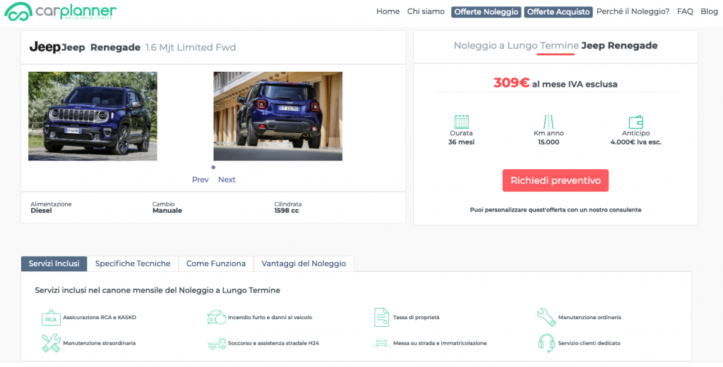 CarPlanner compara i prezzi del noleggio a lungo termine