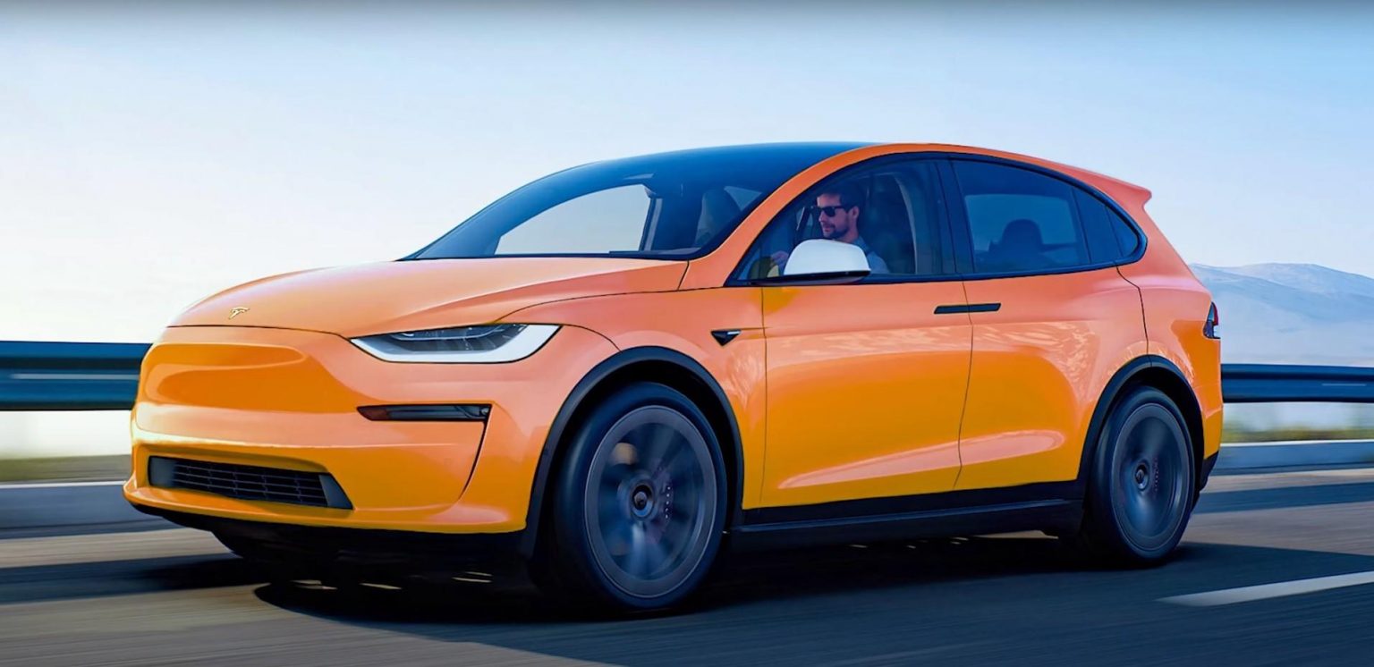 Tesla Model X Rendering in stile Cybetruck e in stile Model Y